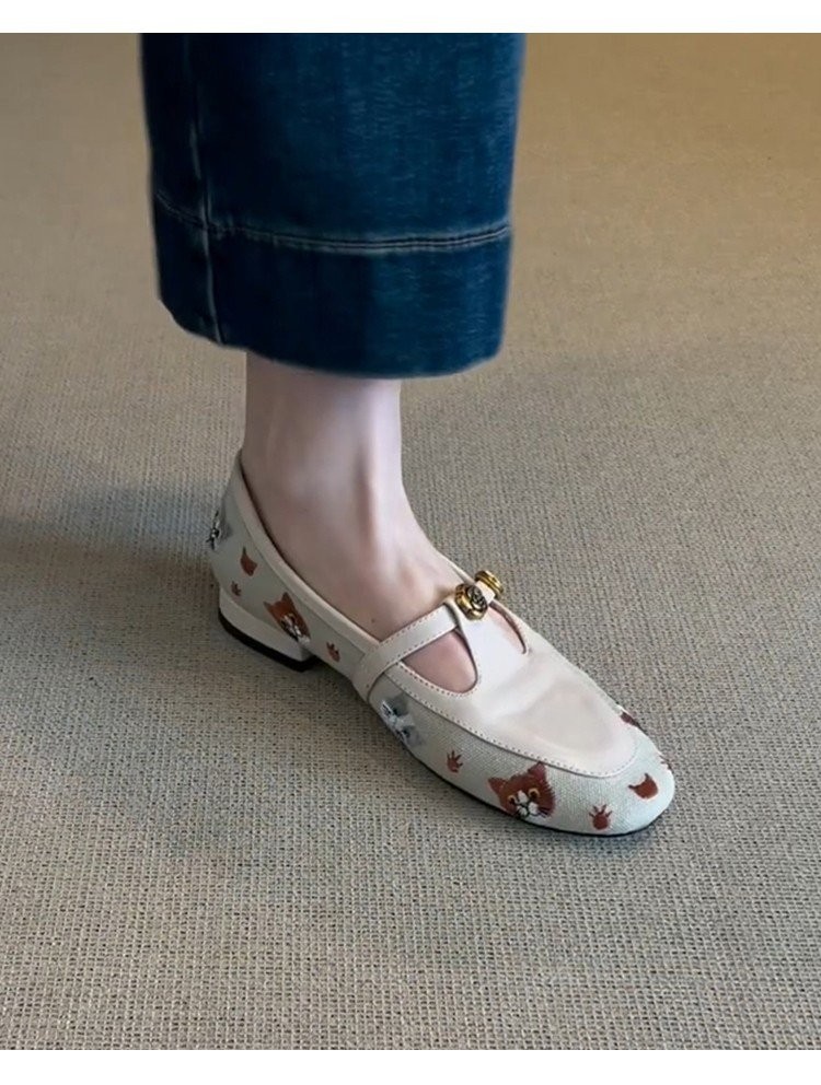 Fashion Round-Toe Women's Low Heels(1-3cm)Rubber Buckle Strap Chunky ...