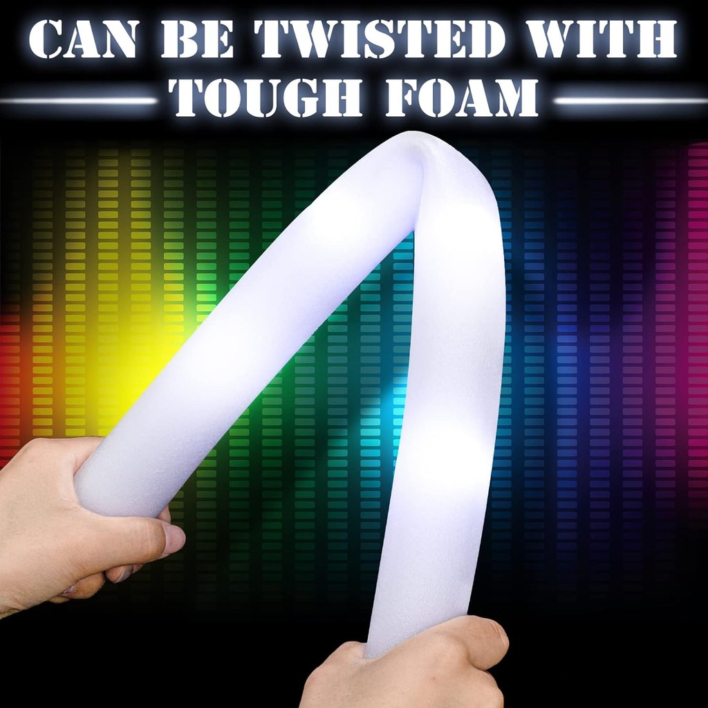 20pcs 48cm LED Foam Glow Sticks Light Up Batons 3 Modes Flashing Sponge ...