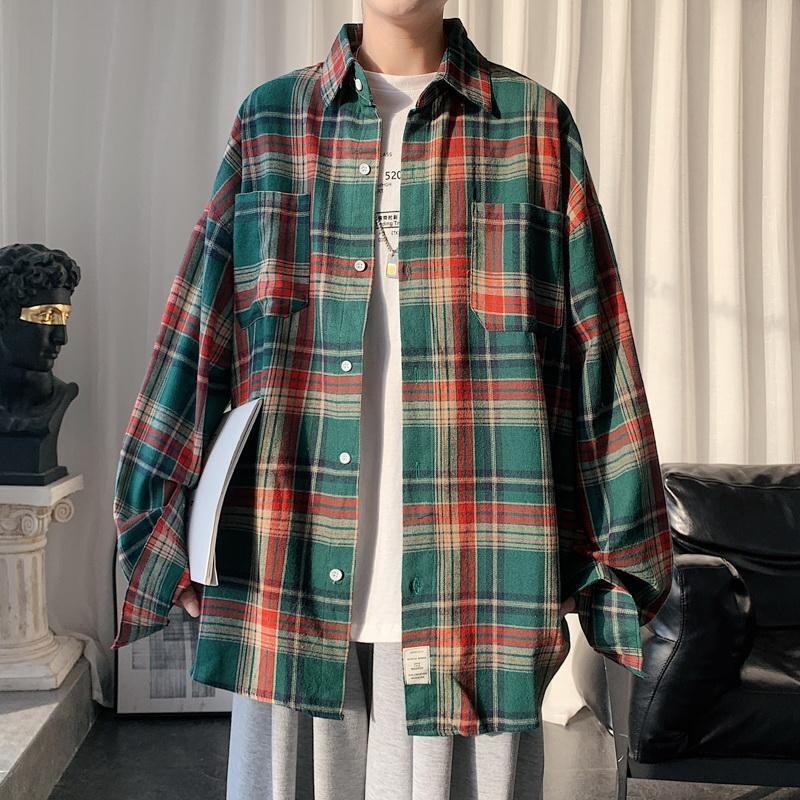 Checkered high-end , men's salt , oversized jacket, couple's outfit ...