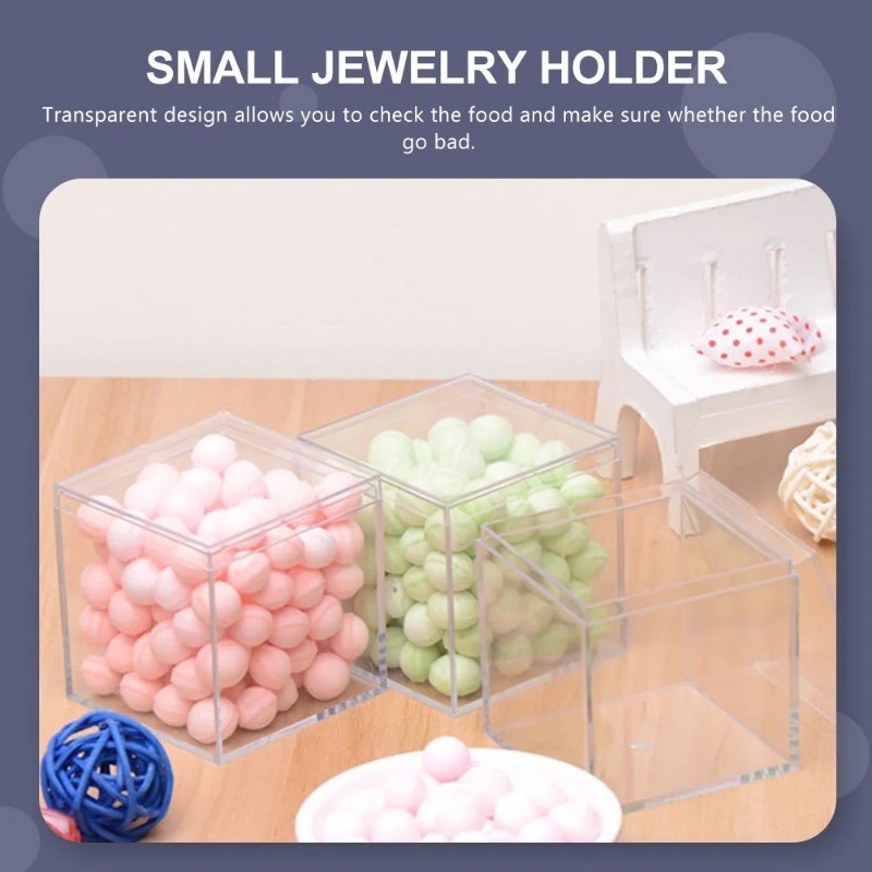 Clear Acrylic Square Box With Lids - Desktop Snacks Candy Organizer ...