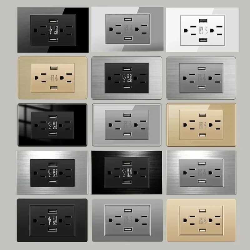 Type-C American Quick Charge Wall Power Outlet, 2Way Light Electrical ...