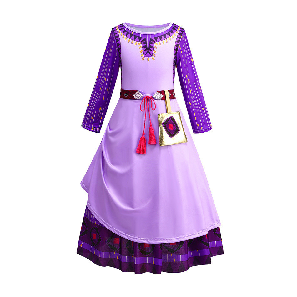 Custume for Kids Girl Princess Disney Wish Movie Asha Cosplay Dress ...