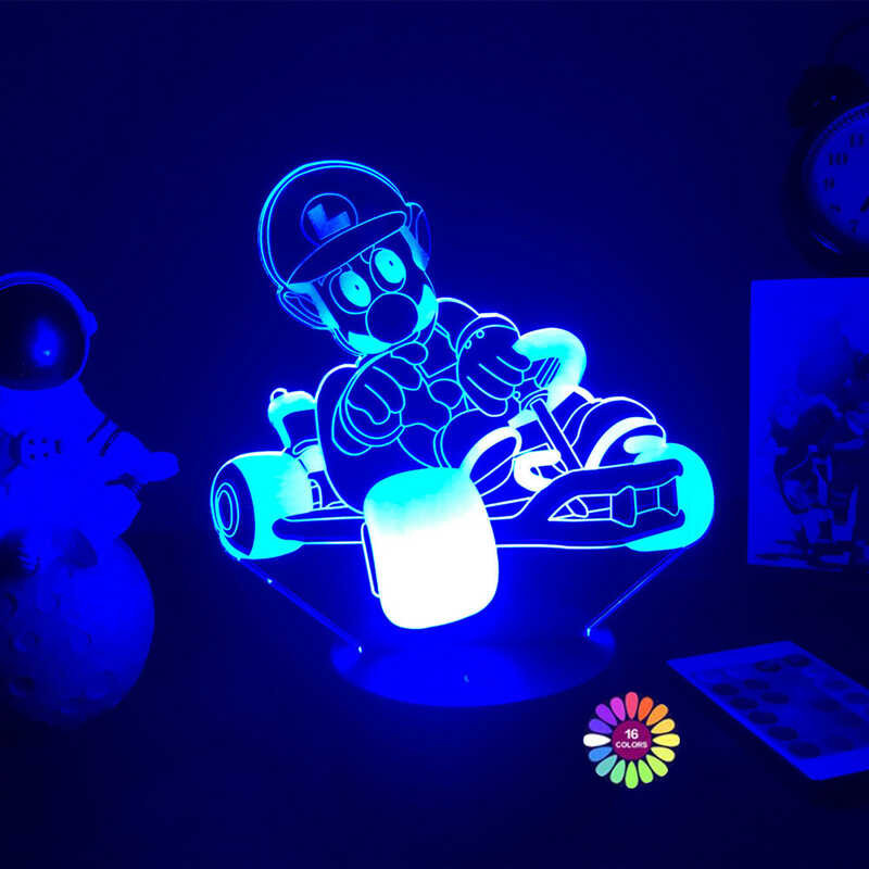 Yoshi 3D Illusion LED Night Light 16 Colors Gradual Changing Touch ...