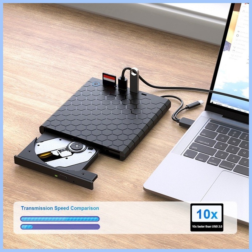 USB 3.0 External CD DVD Reader CD/DVD Drive with SD/TF Ports DVD Burner ...