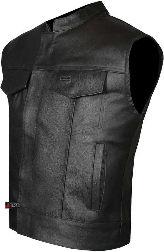 SOA Men's Leather Vest Anarchy Motorcycle Biker Club Concealed Carry ...
