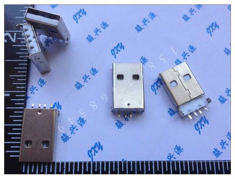 USB drive connector USB A male 180 degree patch 4-pin two pin flat port ...