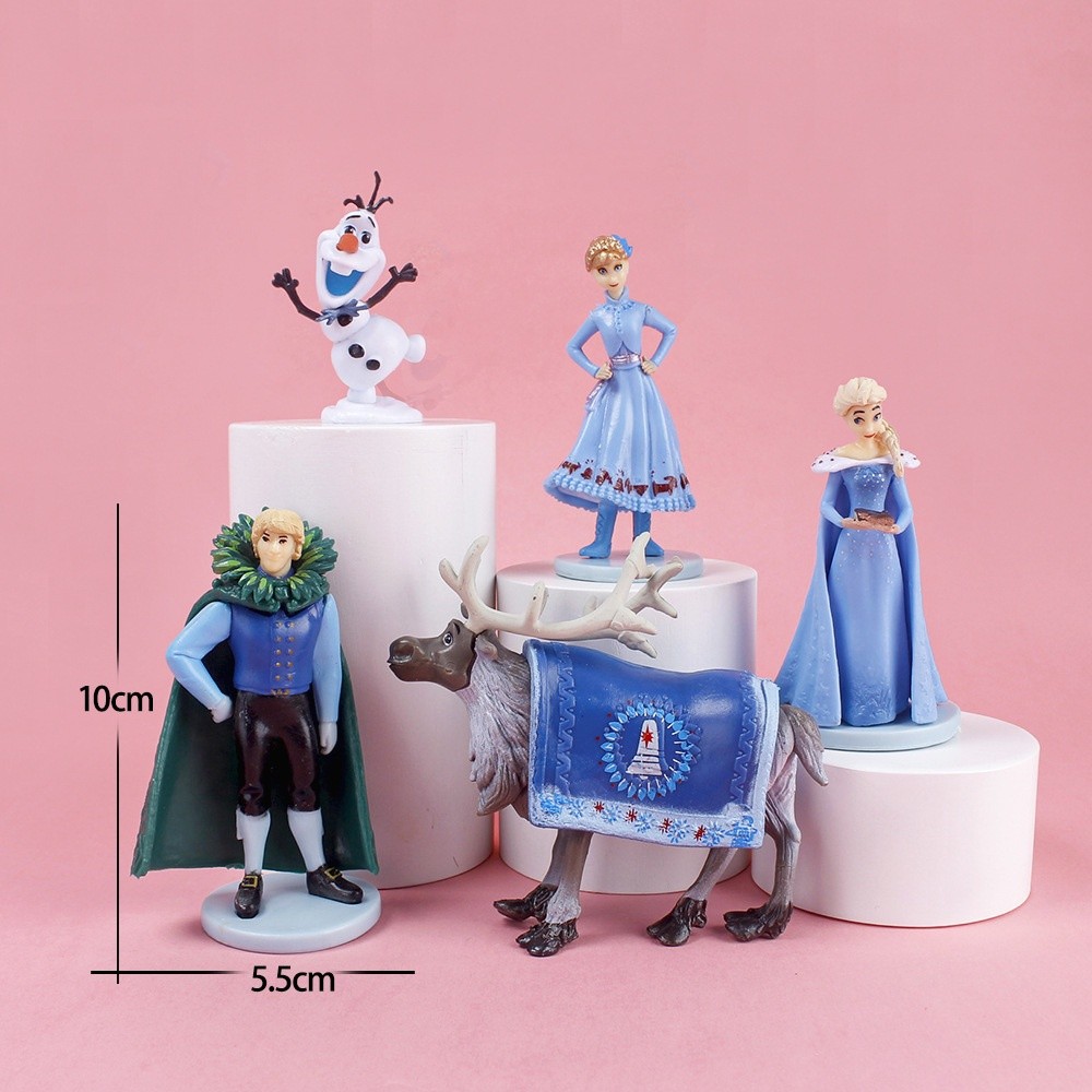 5Pcs/set Anime Frozen Action Figure Elsa Anna Kristoff Olaf Reindeer ...