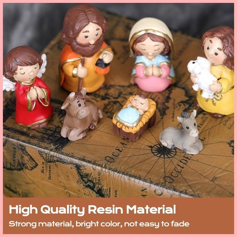 Christmas Belen Nativity Set For Xmas Decoration Holy Family Resin ...