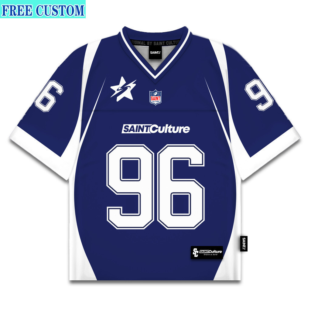 [Free Custom Team Name Number] Blue Noble 96 Jersey Vintage Oversize ...