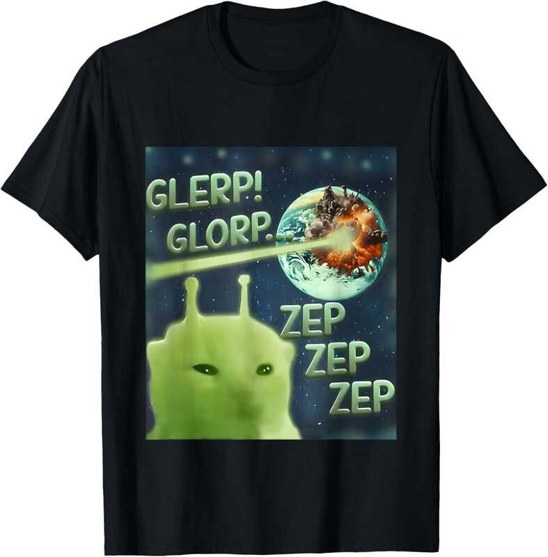 Glerp Glorp Funny Alien Cat Meme, Brainrot Tee, Costume T-Shirt ...