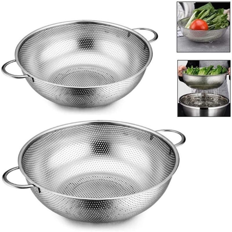 22CM Stainless Steel Kitchen Hole Dense Mesh Sifter Colander Strainer ...