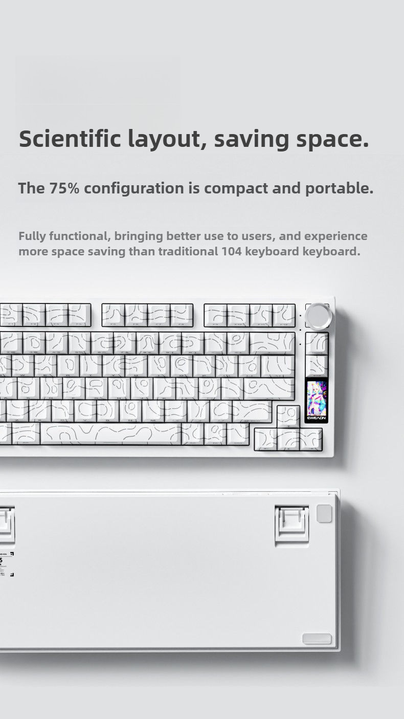 EWEADN X75 Customized Mechanical Keyboard Wireless Bluetooth Three Mode Hot Swappable Side Print ...