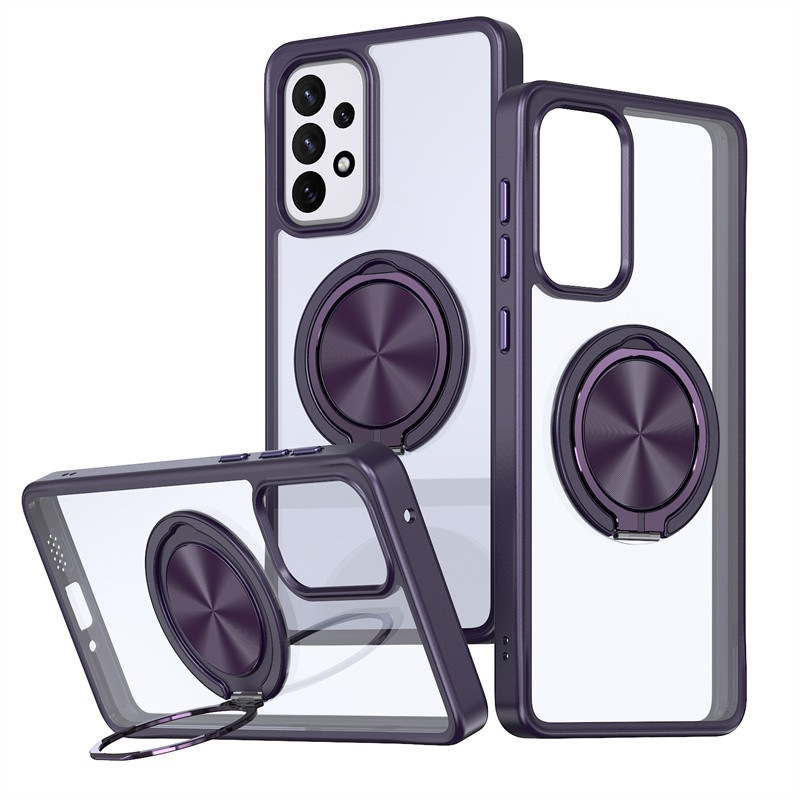 Magnetic Rotatable Ring Stand Clear Crystal Case Casing Samsung Galaxy ...