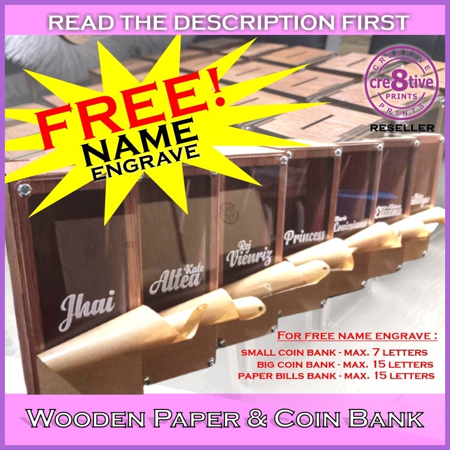 Wooden Paper & Coin Bank/ Personalized Alkansya || cre8tiveprtints ...