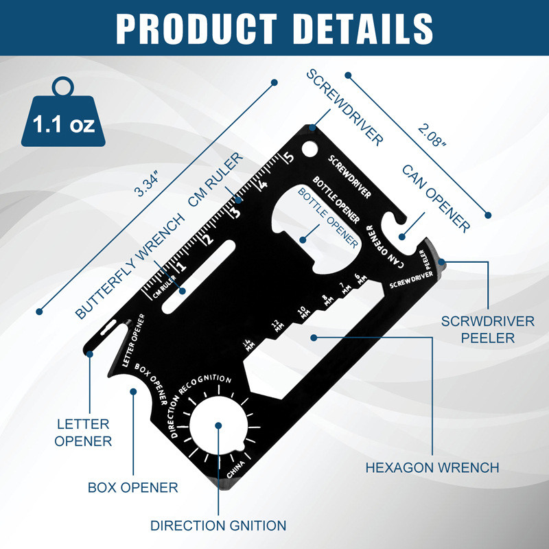 Multi Tool 10 in 1 Credit Card Size Outdoor Camping Survival ...