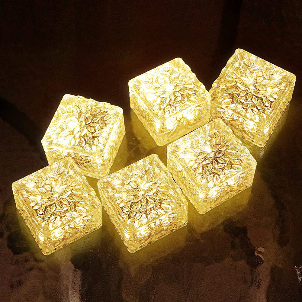 Solar Led Ice Cube Brick Lights Outdoor Waterproof Ice Cube Night ...