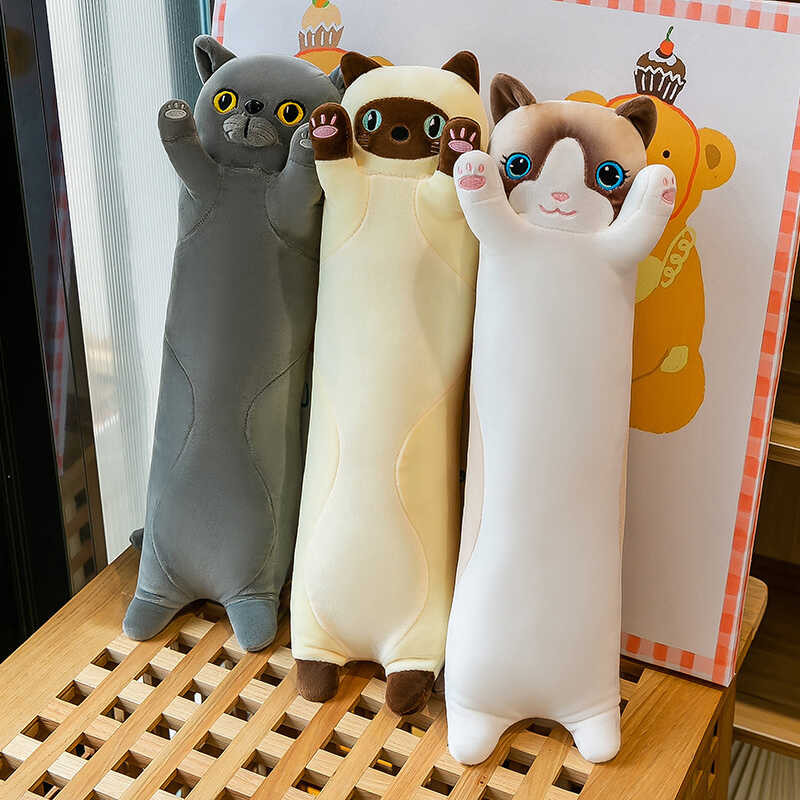 A8 50Cm Cute Long Cats Toys Elastic Stuffed Plush Squishy Cat Cushion ...