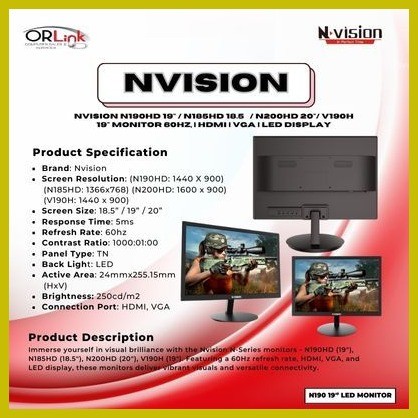 § NVISION N190 19INCHES LED MONITOR (2231) | Shopee Philippines