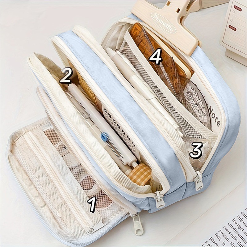 Large Capacity Pencil Case 3 Layers Kawaii Pen Box with Free Brooch ...