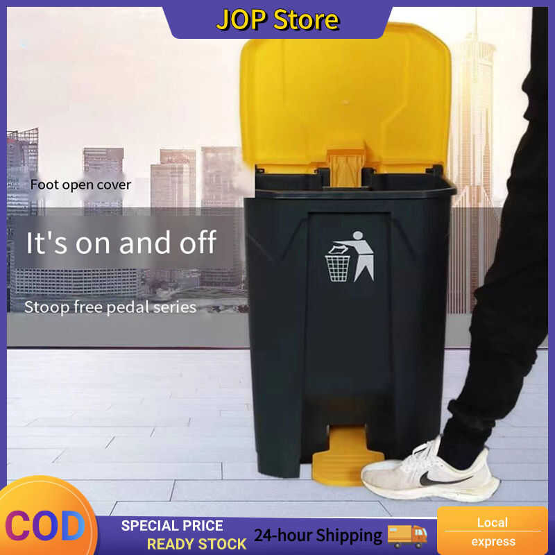 Heavy Duty Plastic Trash Bin 20L 30L 50L 100L With Step Foot Pedal Kitchen Garbage Can | Shopee ...