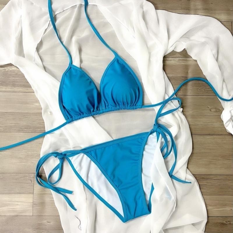 2Pcs/set Fashion Bikini Swimsuit with Chest Cushion Adjustable Swimwear ...
