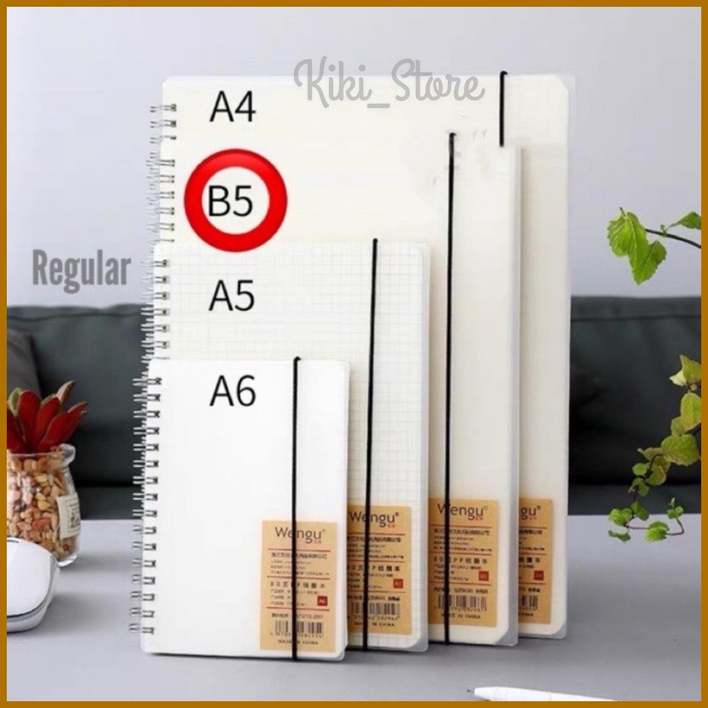 B5 Muji Style Regular/Steno Flip up Notebook with Garter/Clear Cover (Dotted, Blank,Line, Grid ...