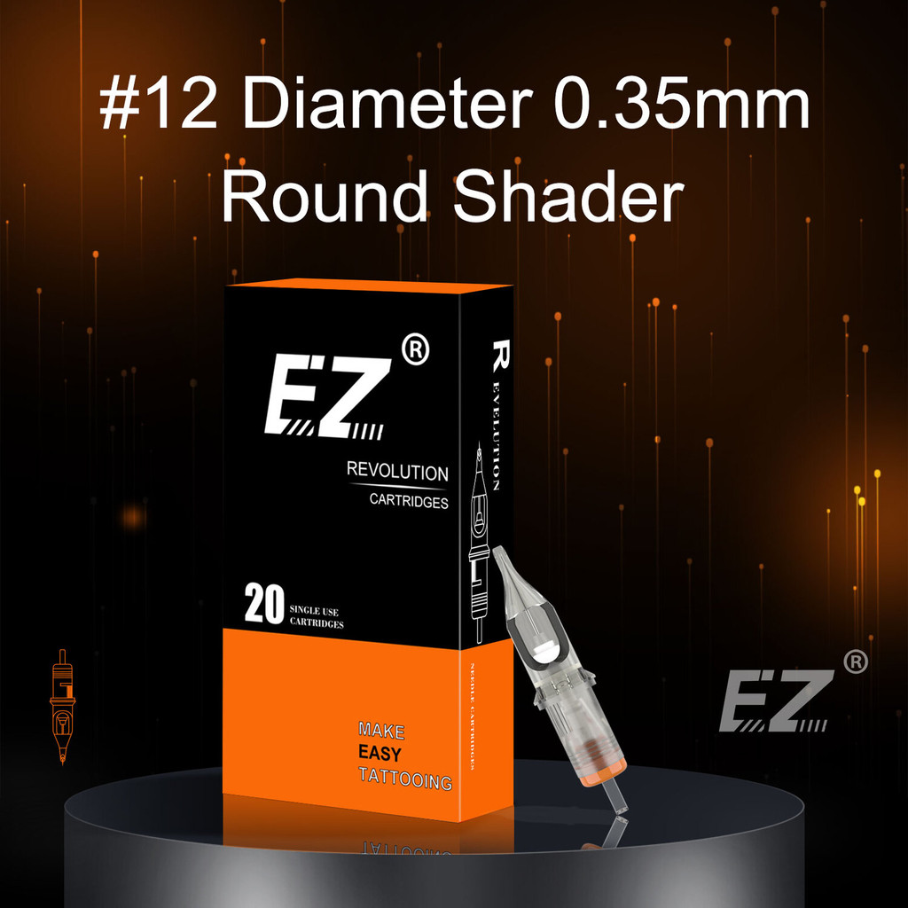 EZ Revolution Needles Round Shaders #12 0.35Mm Long Taper For Cartridge ...