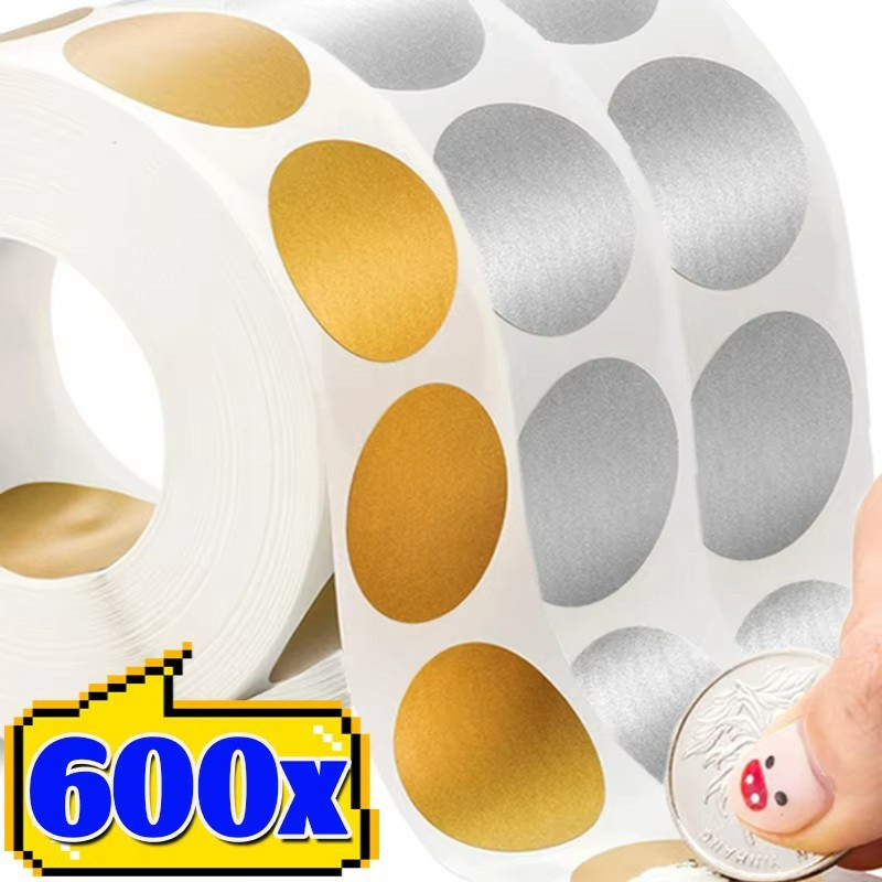 600/300PCS Gold Silver Scratch Off Stickers Gift Decor Labels Sticker ...