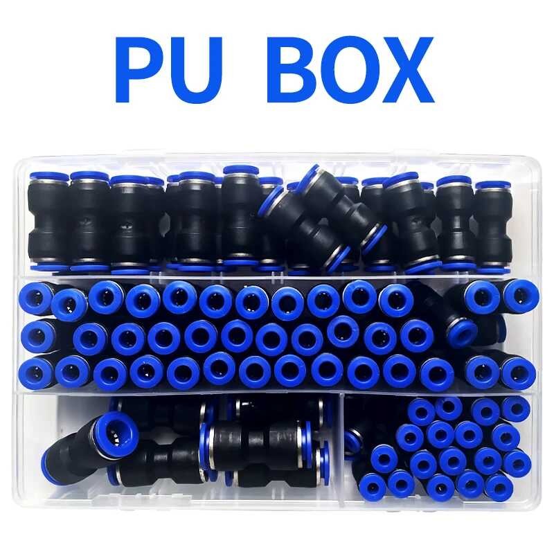 25 Kit Box 4 Pneumatic Coup PU Straight Through Air Tubing High ...