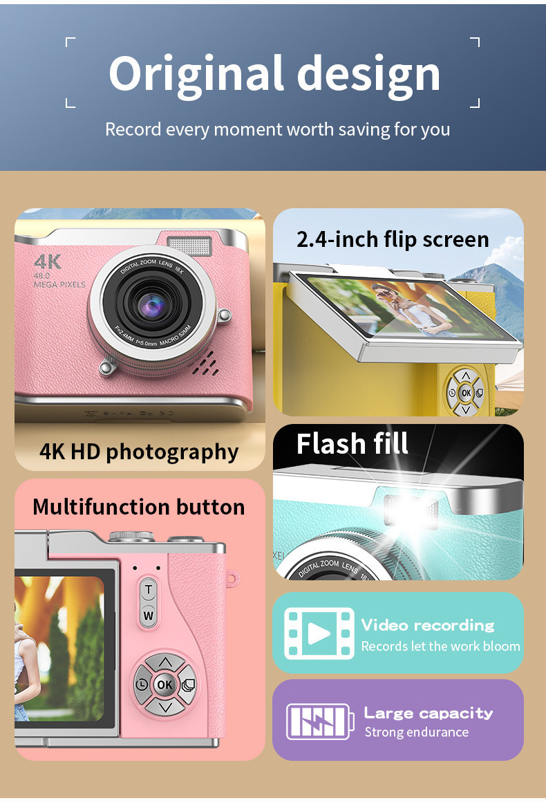 4K Camera for Photography 18X Digital Zoom Video Vlogging Camcorder for ...