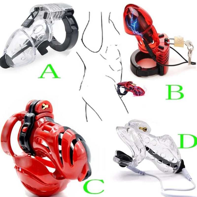 4 Types Electroshock Ring Lock Cage Adult Sex Toys Electric Shocker ...