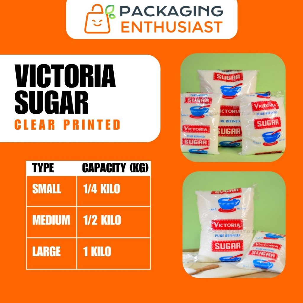⭐ VICTORIA Sugar Plastic Bag CLEAR PRINTED 1/4 kg Sugar, 1/2 kg Sugar ...