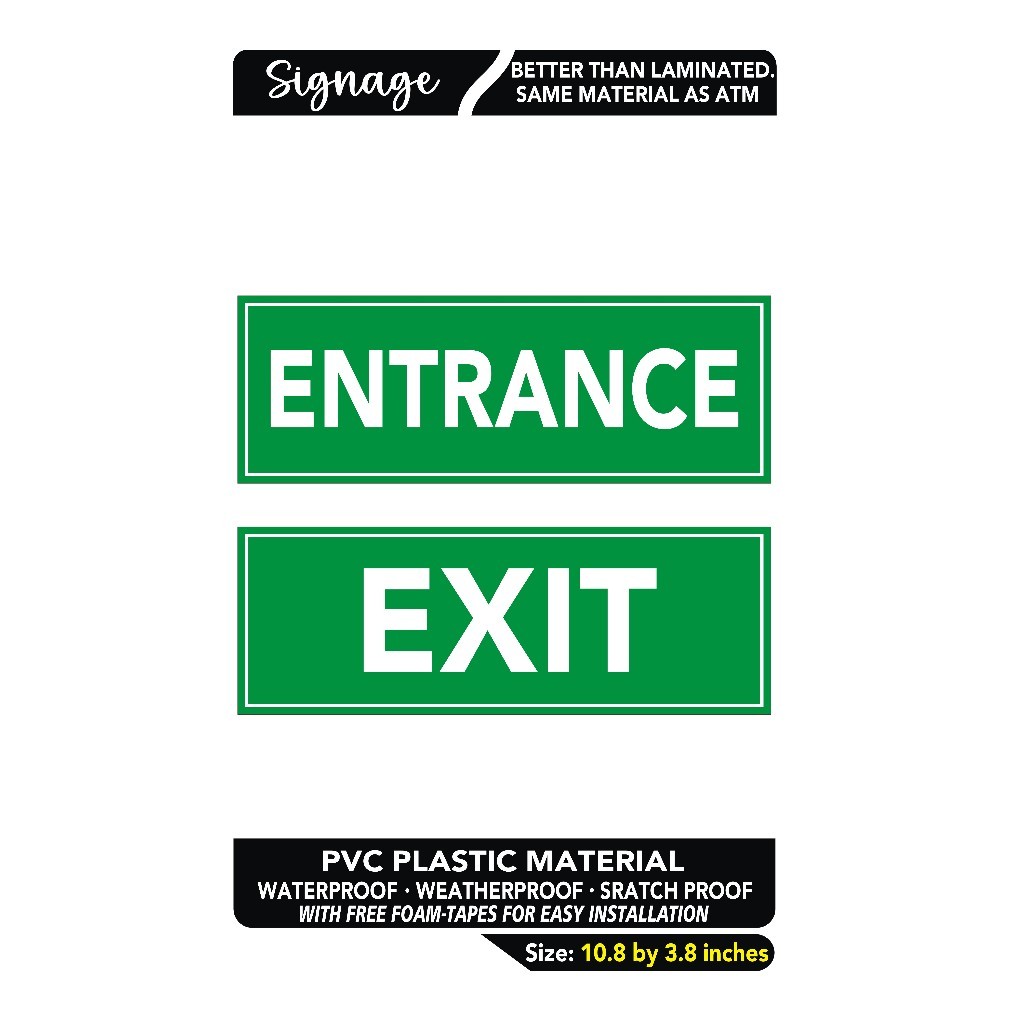 Entrance Exit PVC Plastic Material Signage | Shopee Philippines