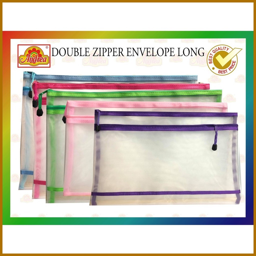 Transparent Double Zippers mesh Envelope Long | ANDREA | Shopee Philippines
