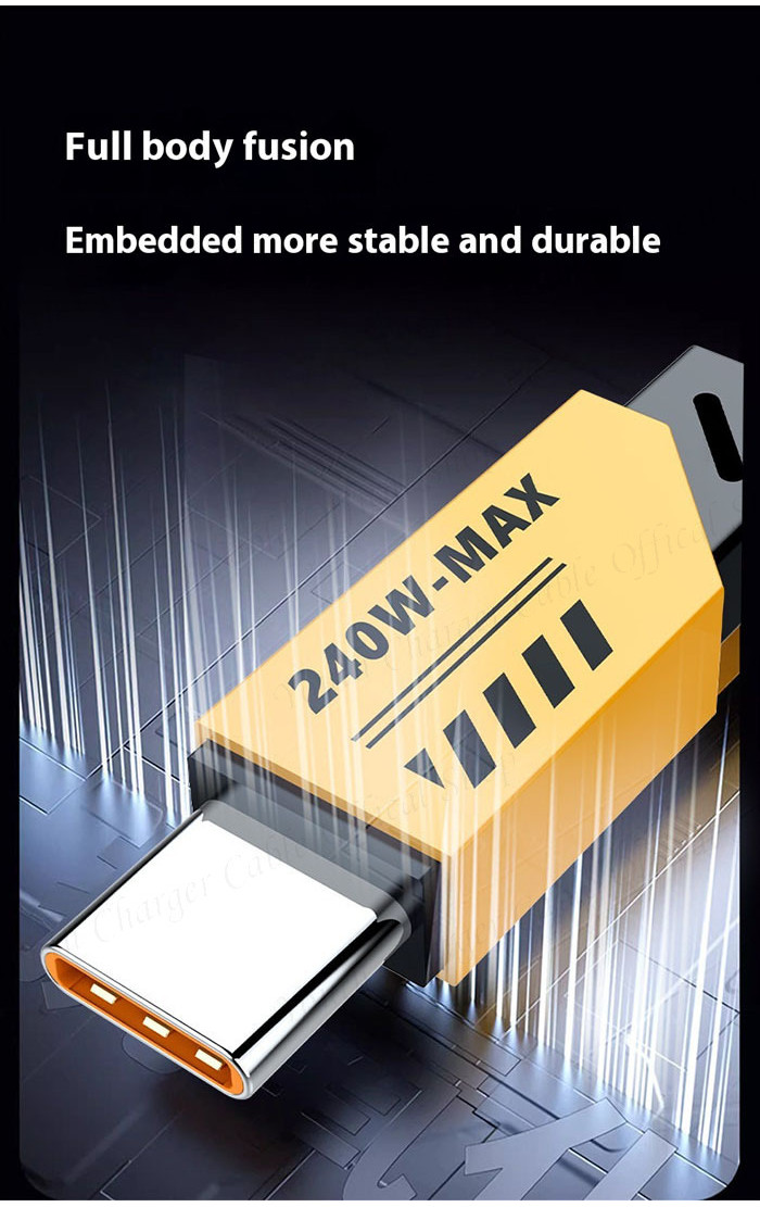 USB Cable Phone Type c Charger Cable 3 IN 1 240W Ultra Fast Charging Nylon Braided Data Cable ...