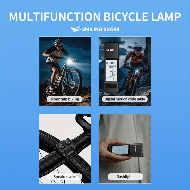 Smiling Shark Highlight Bike Light with Digital Speedometer & Distance ...