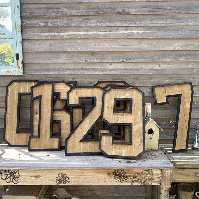 Solid wood digital wall decoration creative store milk tea shop wall ...