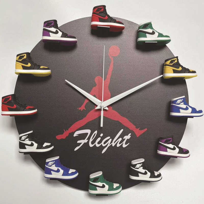 el Flying Jordan Wall Clock Creative Basketball Clock 3D Three ...