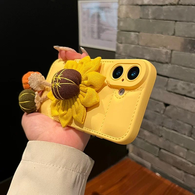 Fabric Sunflower Flower Phone Case for Samsung A56 A36 A26 A16 A06 A55 ...