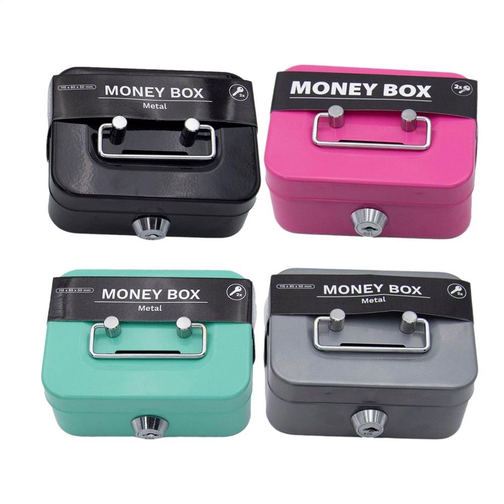 Portable Mini Key Safe Money Box Steel Piggy Bank Sturdy Lockable Coin ...