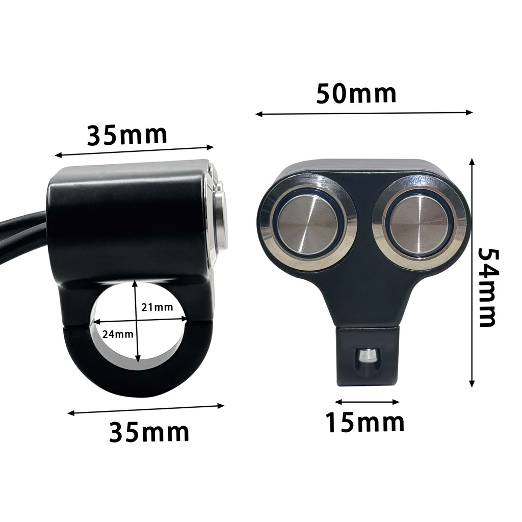 12V 22mm Waterproof Motorcycle LED Halo Switch Double ON-OFF Button ...