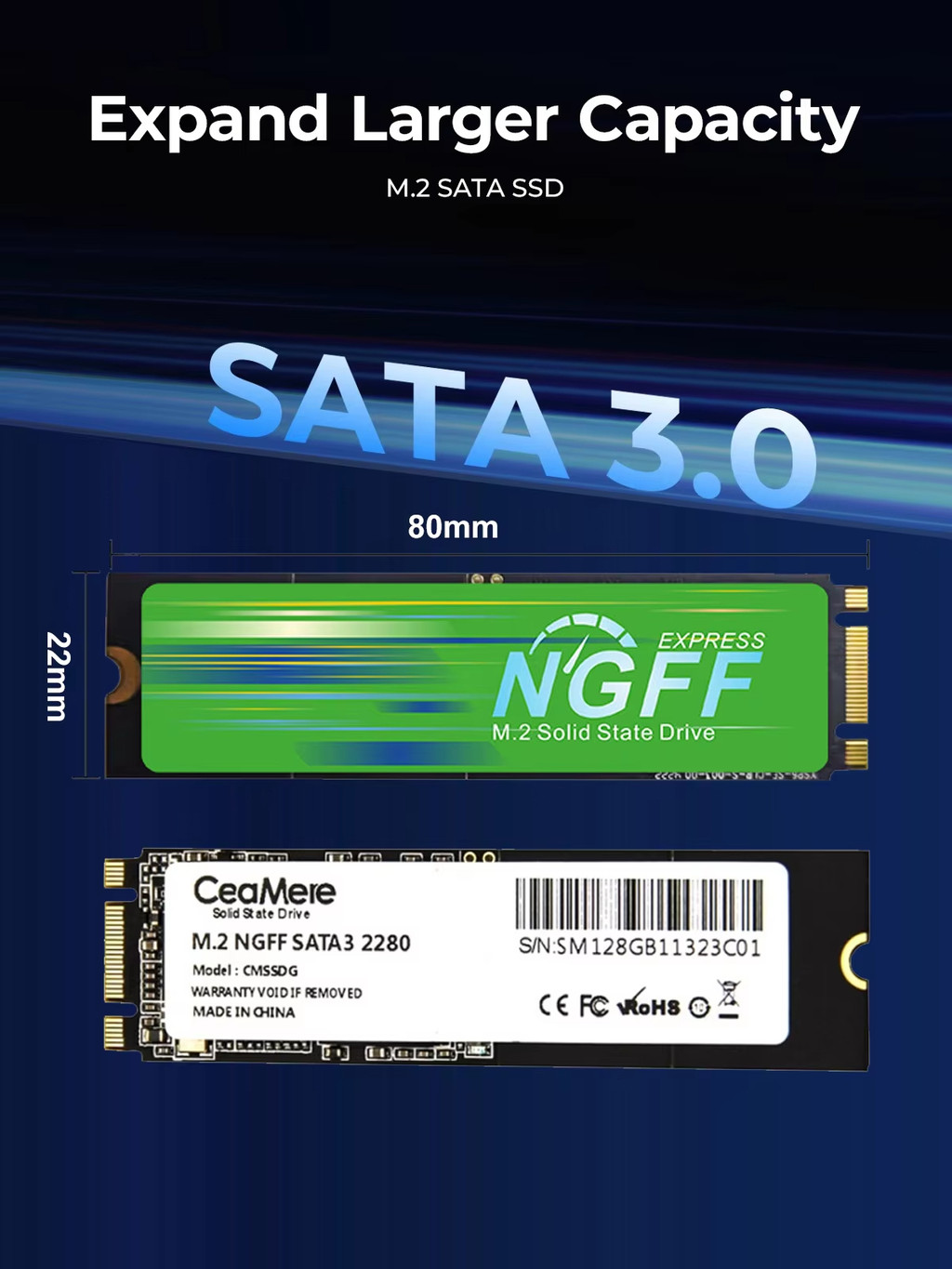M.2 SATA SSD 256G 512G M.2 NGFF SSD 500MB/S M.2 2280 NGFF SATA B & M ...