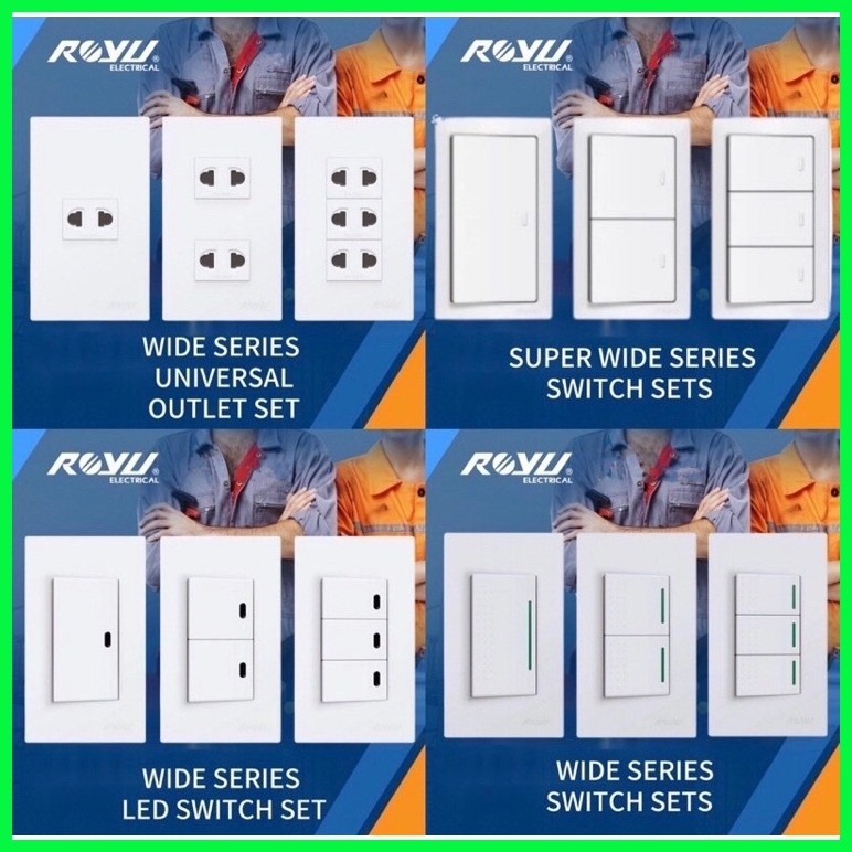 ROYU SWITCH AND OUTLET SUPER WIDE SERIES 1 2 3 GANG | Shopee Philippines