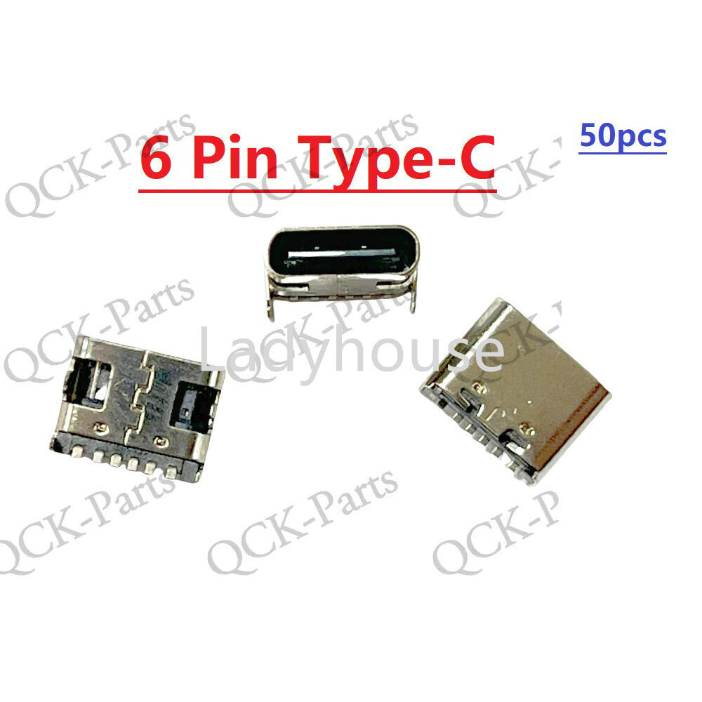 5-50pcs 6 Pin Type-C USB Charging Dock Charger Port Jack Socket ...