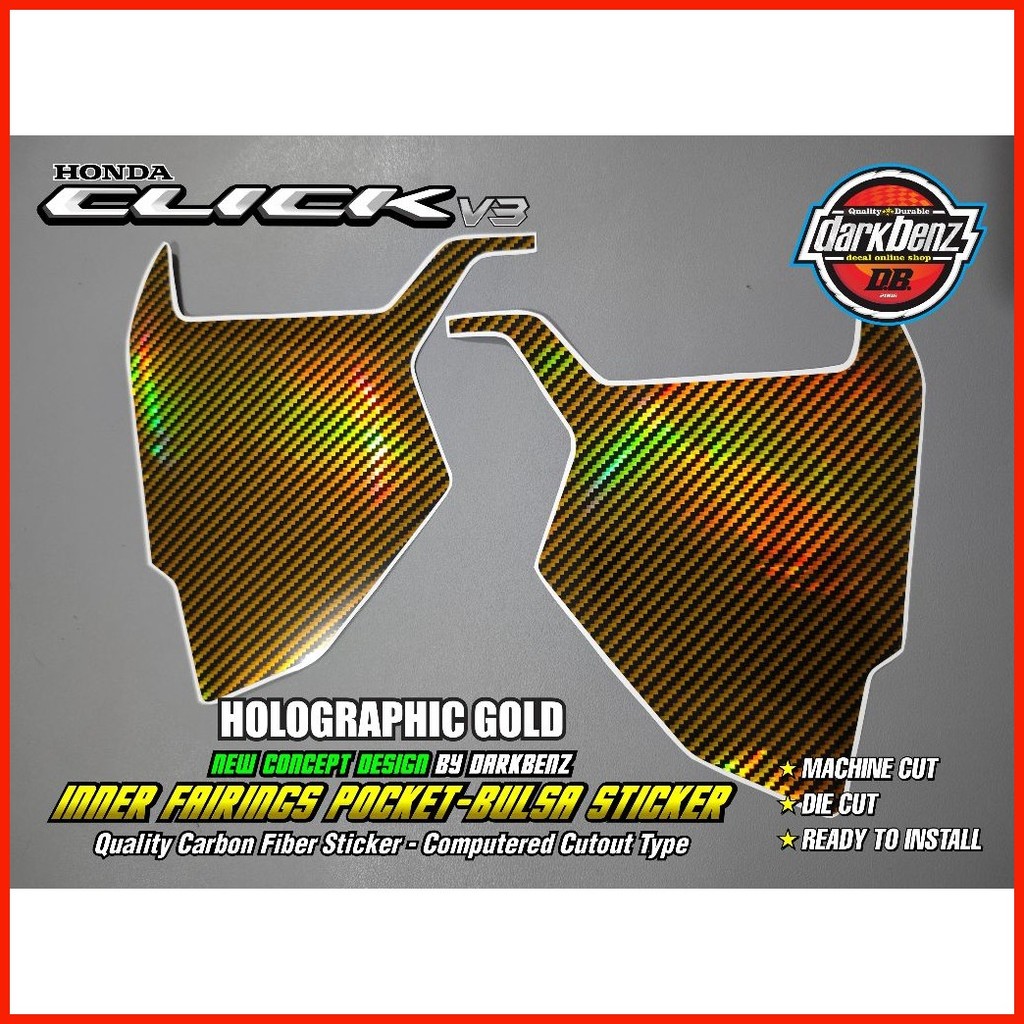 ♣ Honda Click Version 3 Black 3D Quality Matte Carbon Fiber Sticker ...