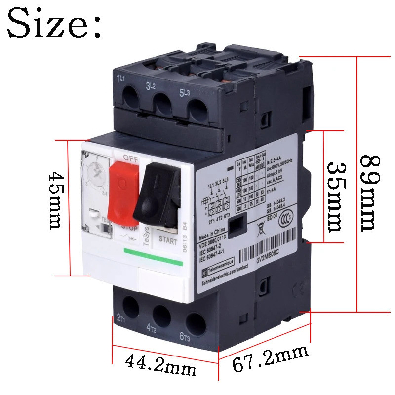 Starter Gv2me Series Protector Circuit Push Button 3P Thermal Magnetic ...