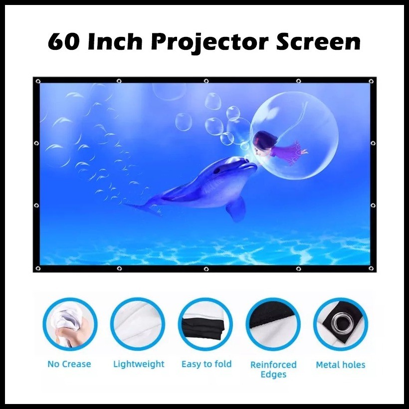Portable Projector Screen for Home Theater Outdoor HD White Foldable ...