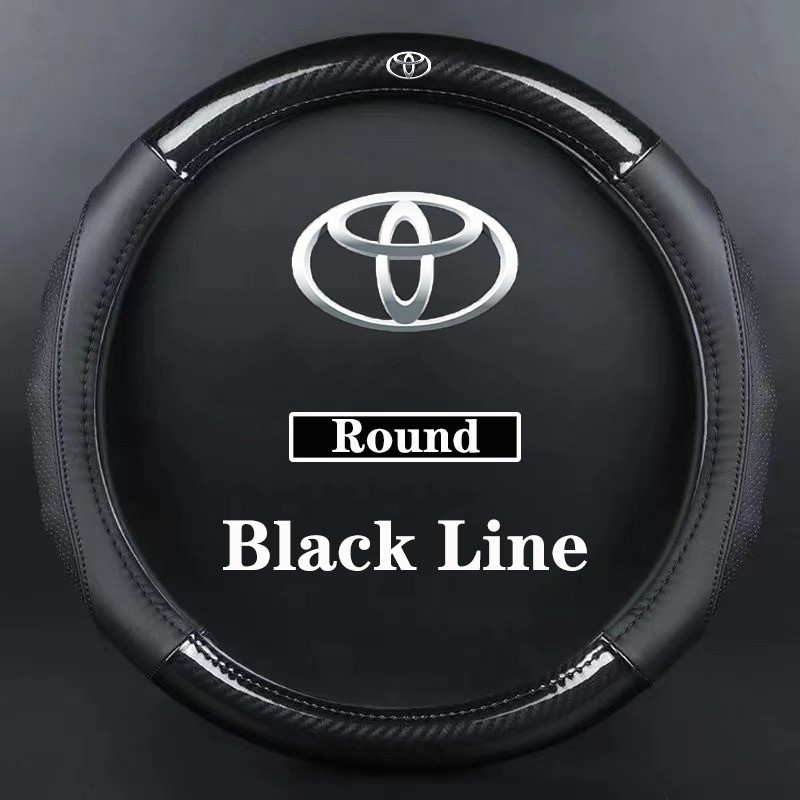 Car Genuine Leather Carbon Fiber Steering Wheel Covers for Toyota ...