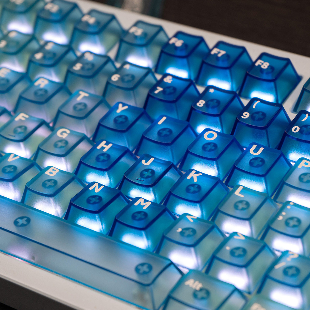 Transparent Foggy Blue Keycaps PC Light Through Cherry Profile keycap ...