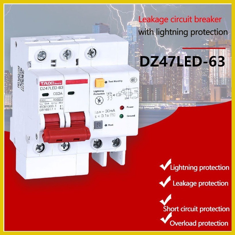 Lightning leakage protector DZ47LED-63 2P surge protection circuit ...